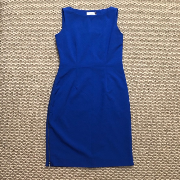 Calvin Klein | Dresses | Calvin Klein Royal Blue Sheath Double Zipper ...